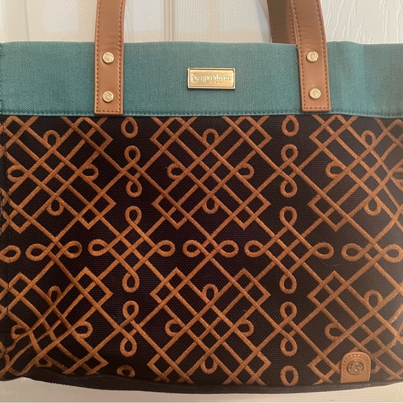 Spartina 449 | Bags | Spartina 449 Brown And Teal Elegant Tote | Poshmark